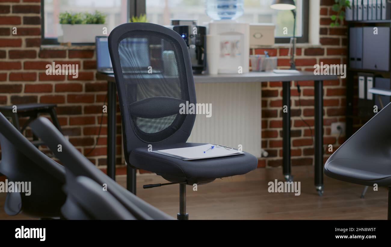 Close up of aa meeting circle with chairs in office space. Furniture ...