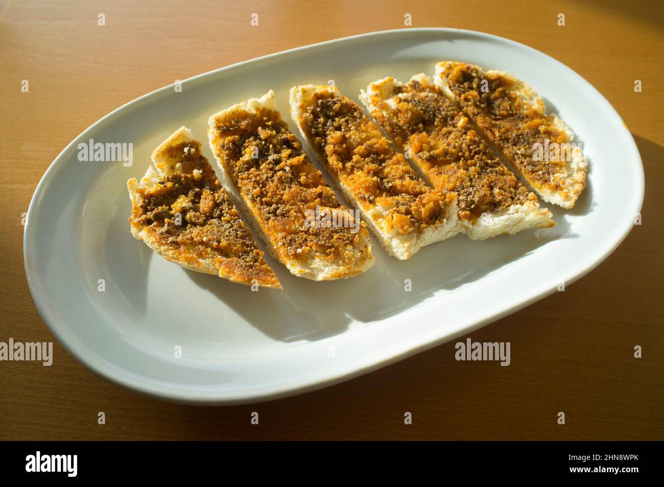 Iberian cachuela bread toast. Traditional extremenian breakfast Stock ...