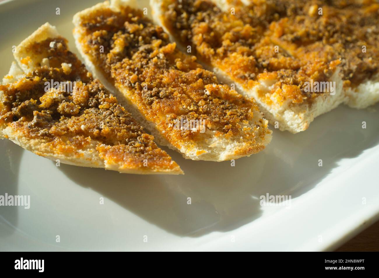 Iberian cachuela bread toast. Traditional extremenian breakfast Stock ...