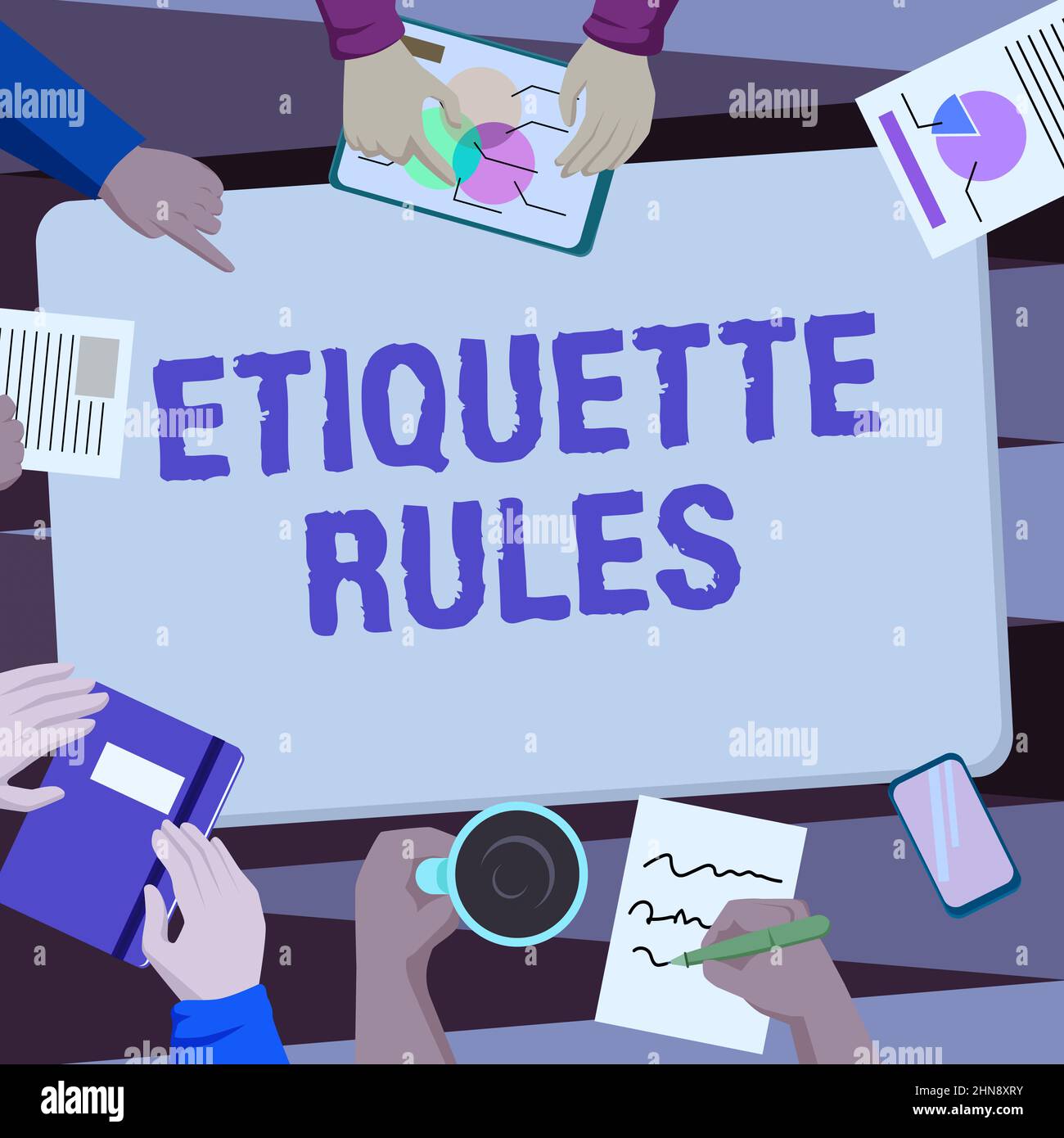 Writing displaying text Etiquette Rules. Word Written on customs that ...