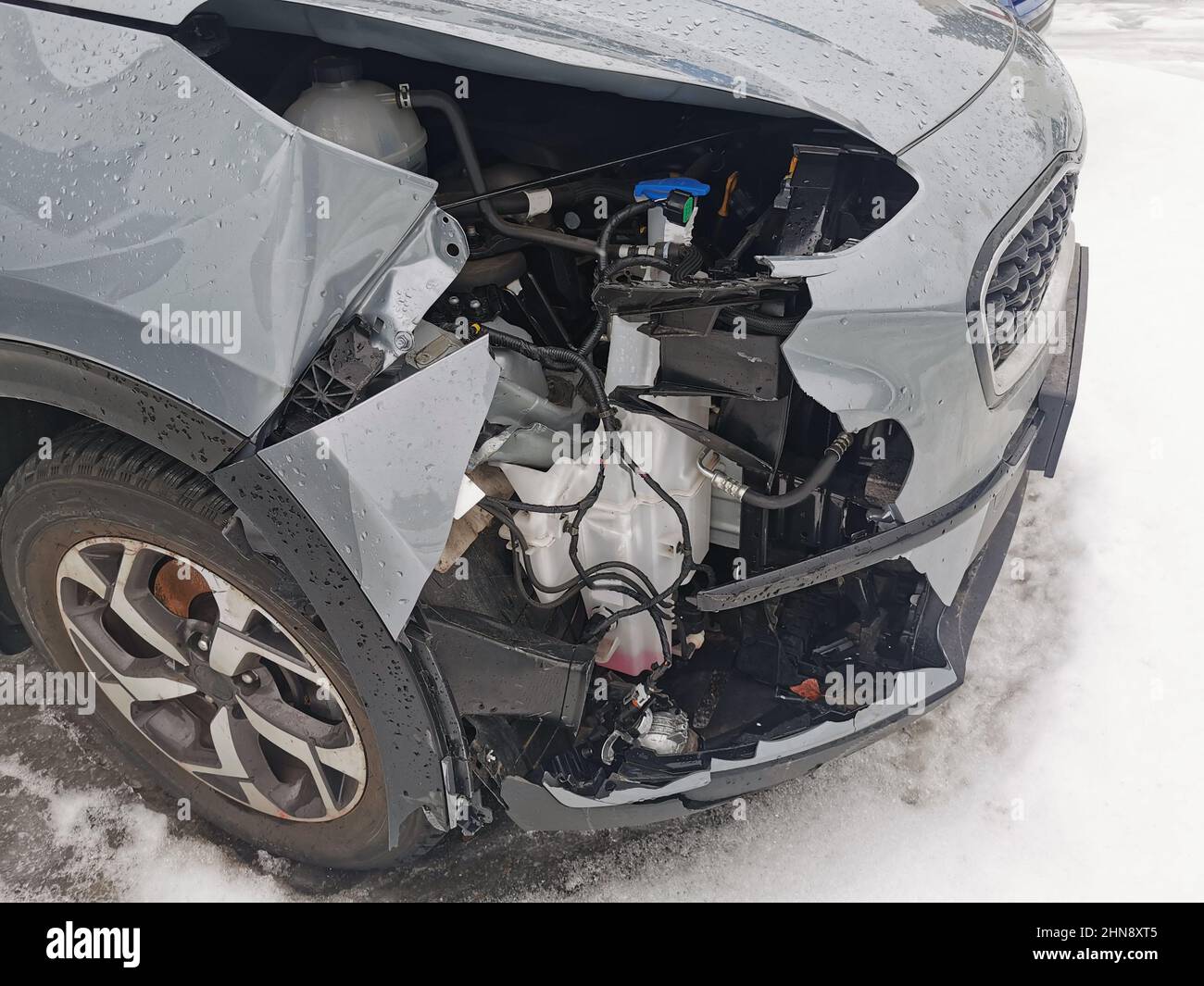 wrecked car after an accident Stock Photo - Alamy