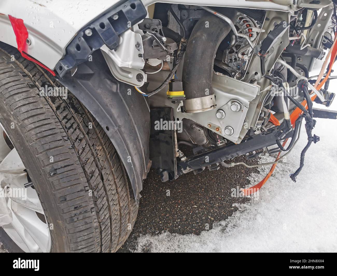 car has dented rear bumper damaged after accident Stock Photo - Alamy
