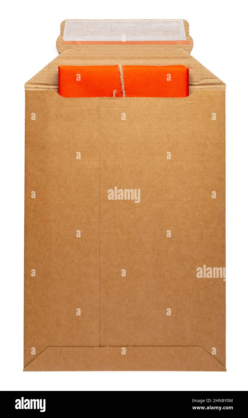 Brown envelope front and back isolated on white background. Letter top ...