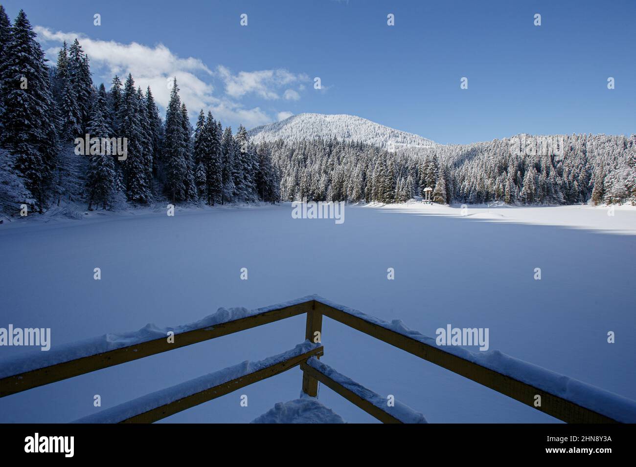 ZAKARPATTIA REGION, UKRAINE - FEBRUARY 12, 2022 - Ice-bound Lake ...