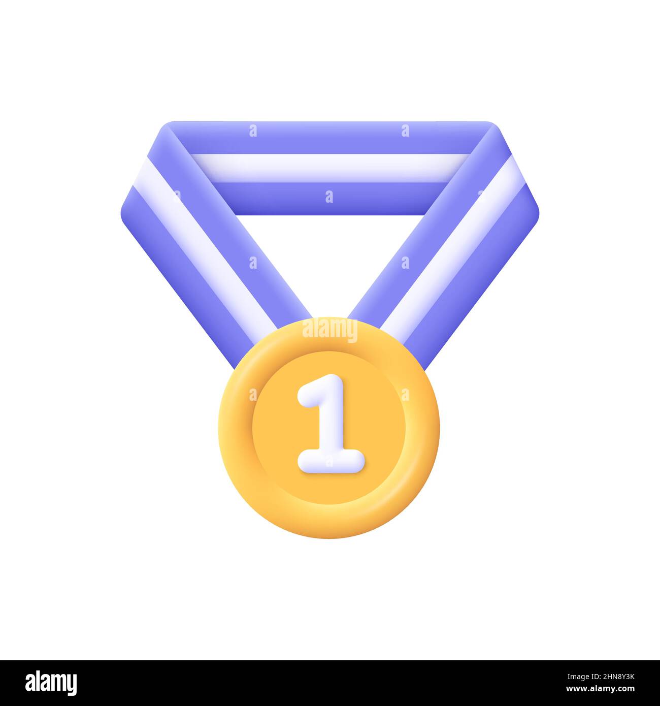 Winner medal with star and ribbon. 3d vector icon. Cartoon minimal ...
