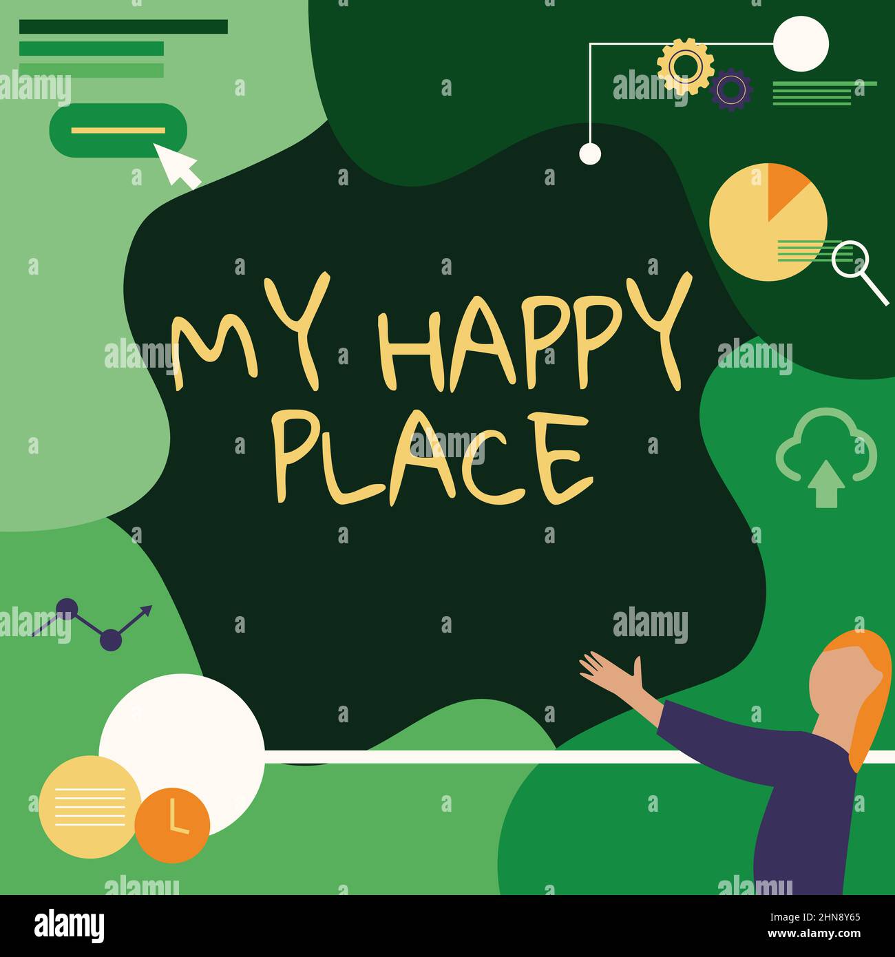 Sign displaying My Happy Place. Word Written on Space where you feel ...