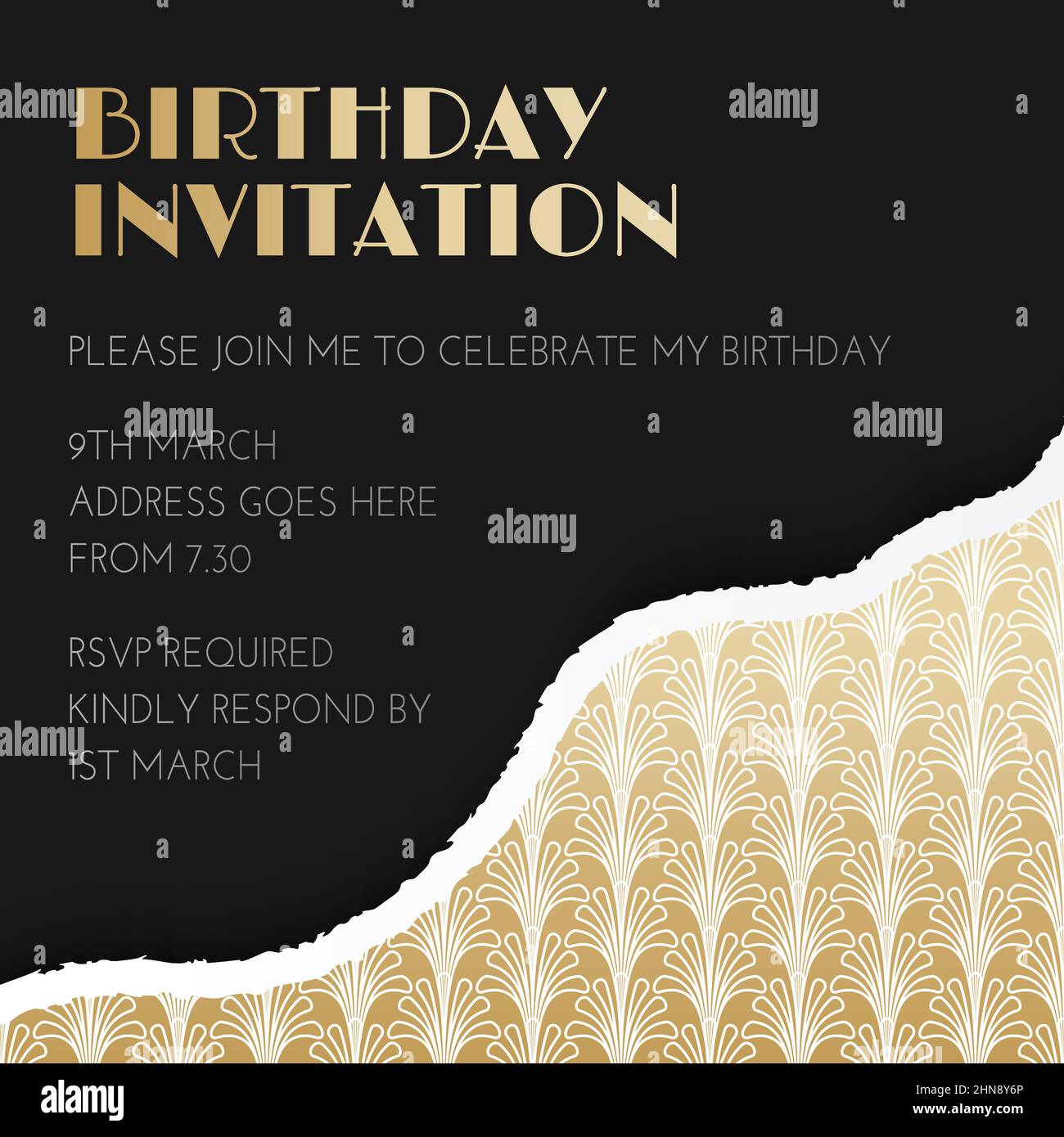 Art Deco Great Gatsby Style Invitation Design with Shell Ornaments ...