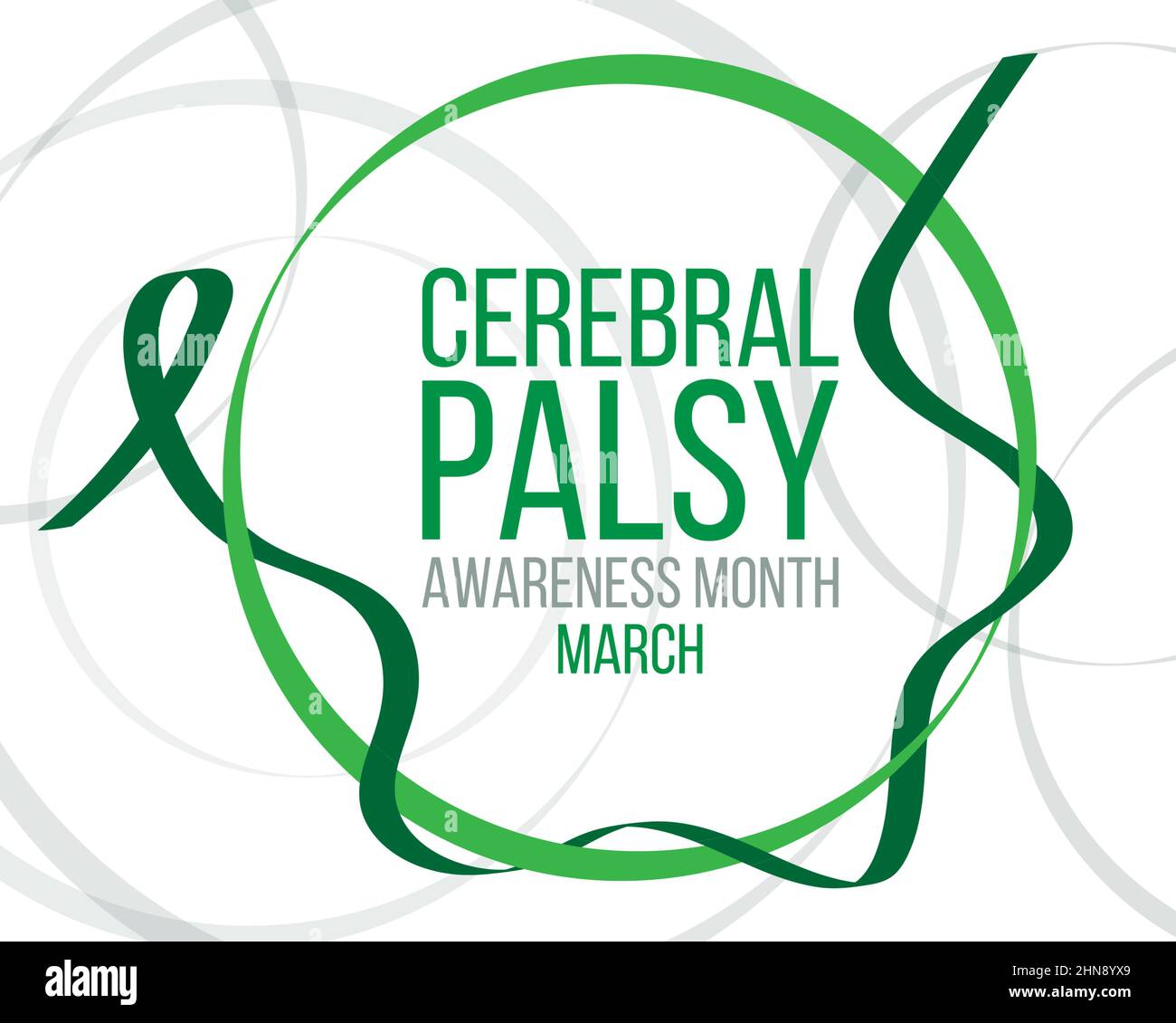 Cerebral Palsy Awareness Month concept. Banner template with green ribbon and text. Vector ...