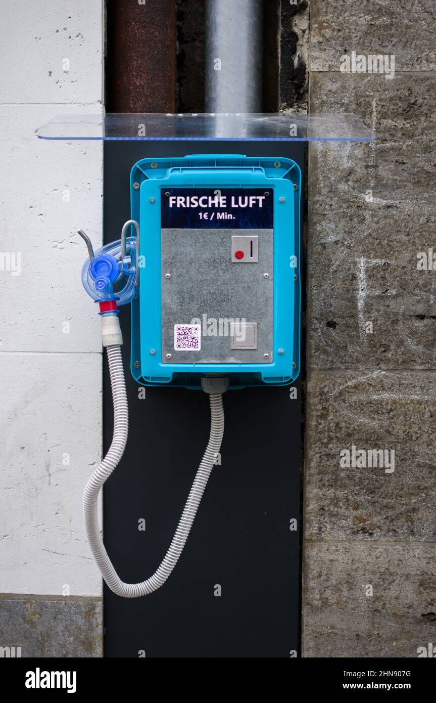 Hanover, Germany. 15th Feb, 2022. A vending machine labeled "Fresh Air ...