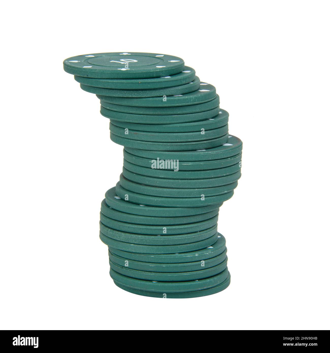 Green poker chips isolated on the white background Stock Photo - Alamy