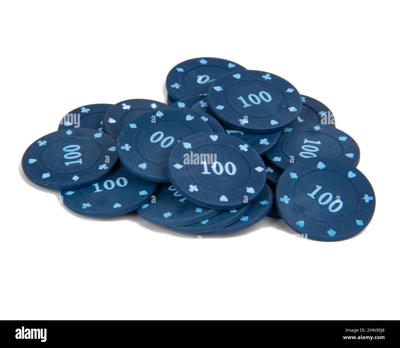 Blue poker chips for card game isolated on the white background Stock ...