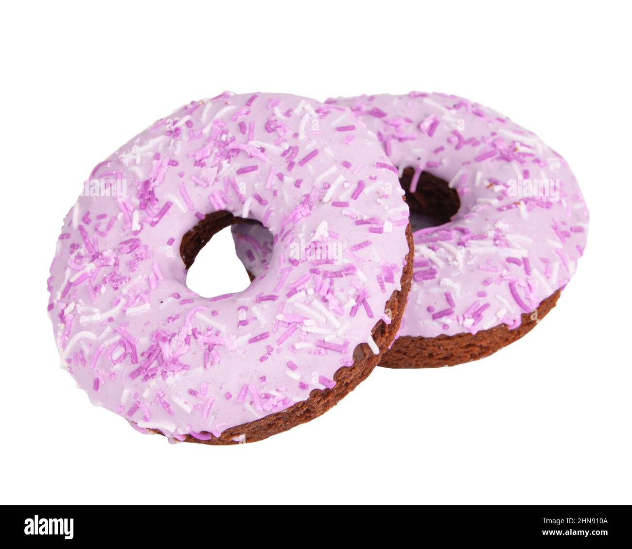 Violet blueberry glazed donuts isolated on the white background Stock ...