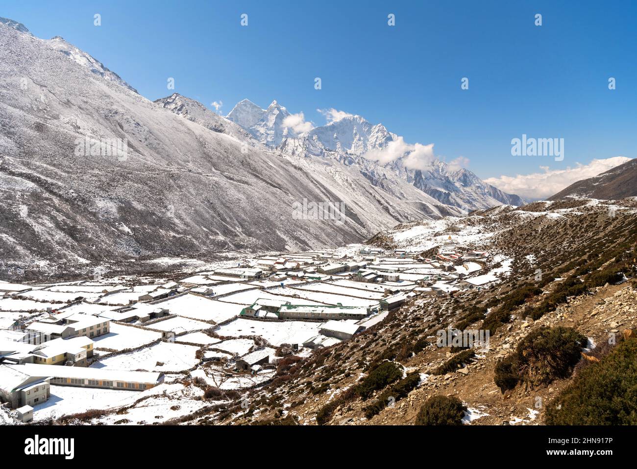 Photo of a small town between the mountains, nature in Nepal Stock ...