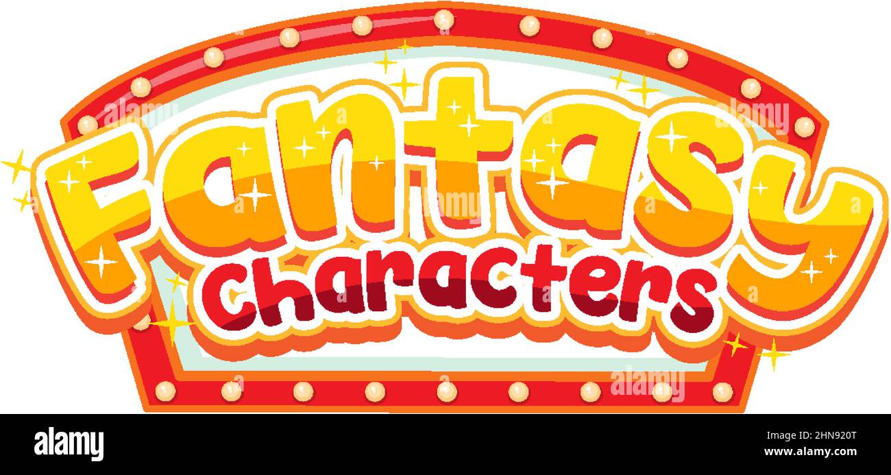Fantasy Character text word with retro light banner illustration Stock ...