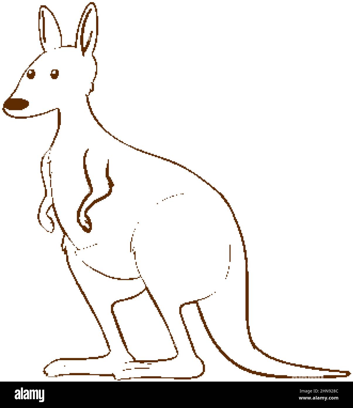Kangaroo in doodle simple style on white background illustration Stock ...