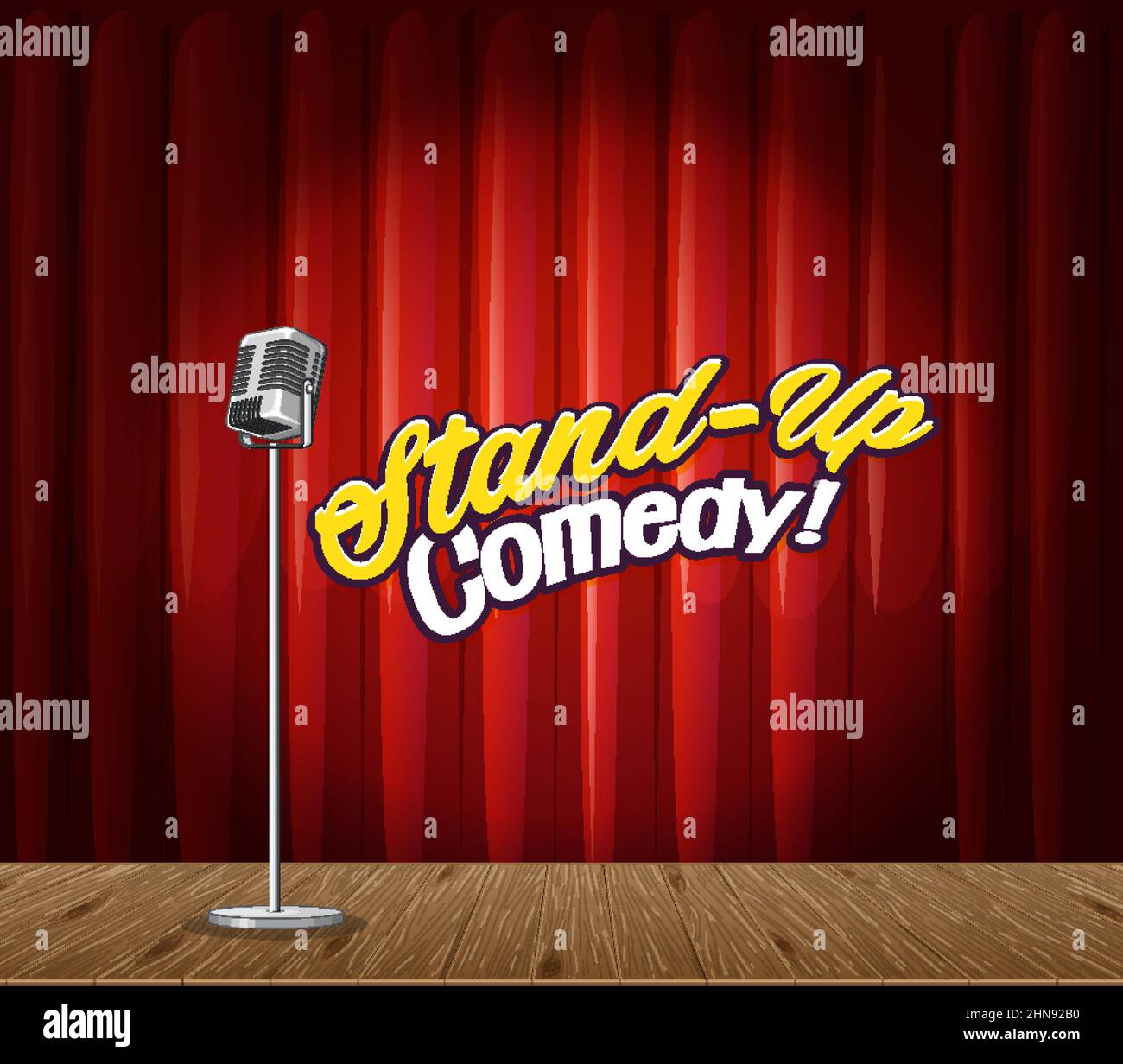 Stand up comedy banner with vintage microphone illustration Stock ...