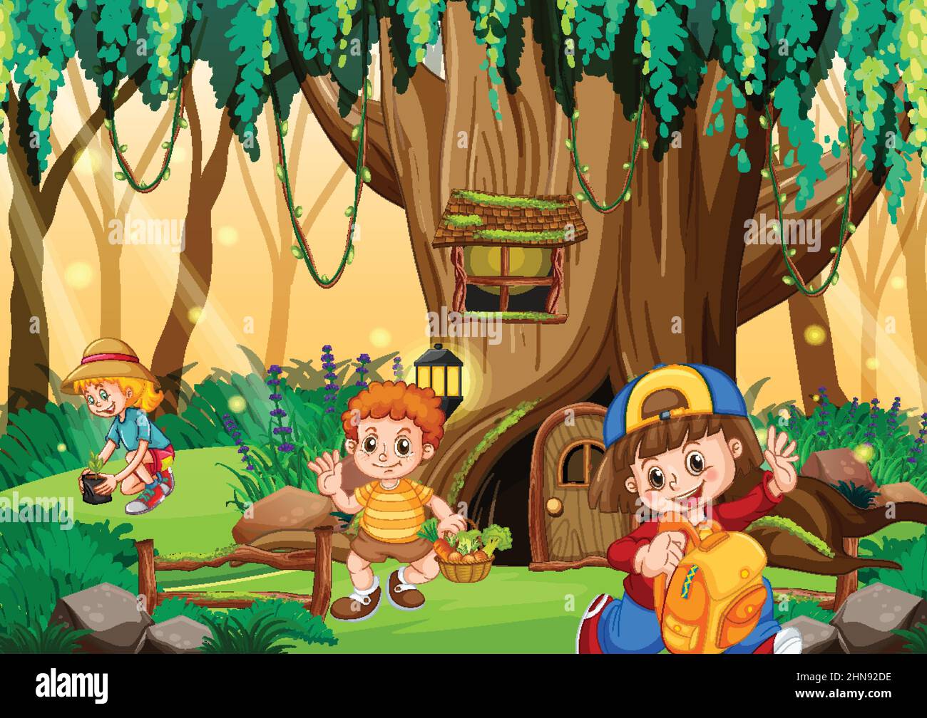 Children large tree background Stock Vector Images - Alamy
