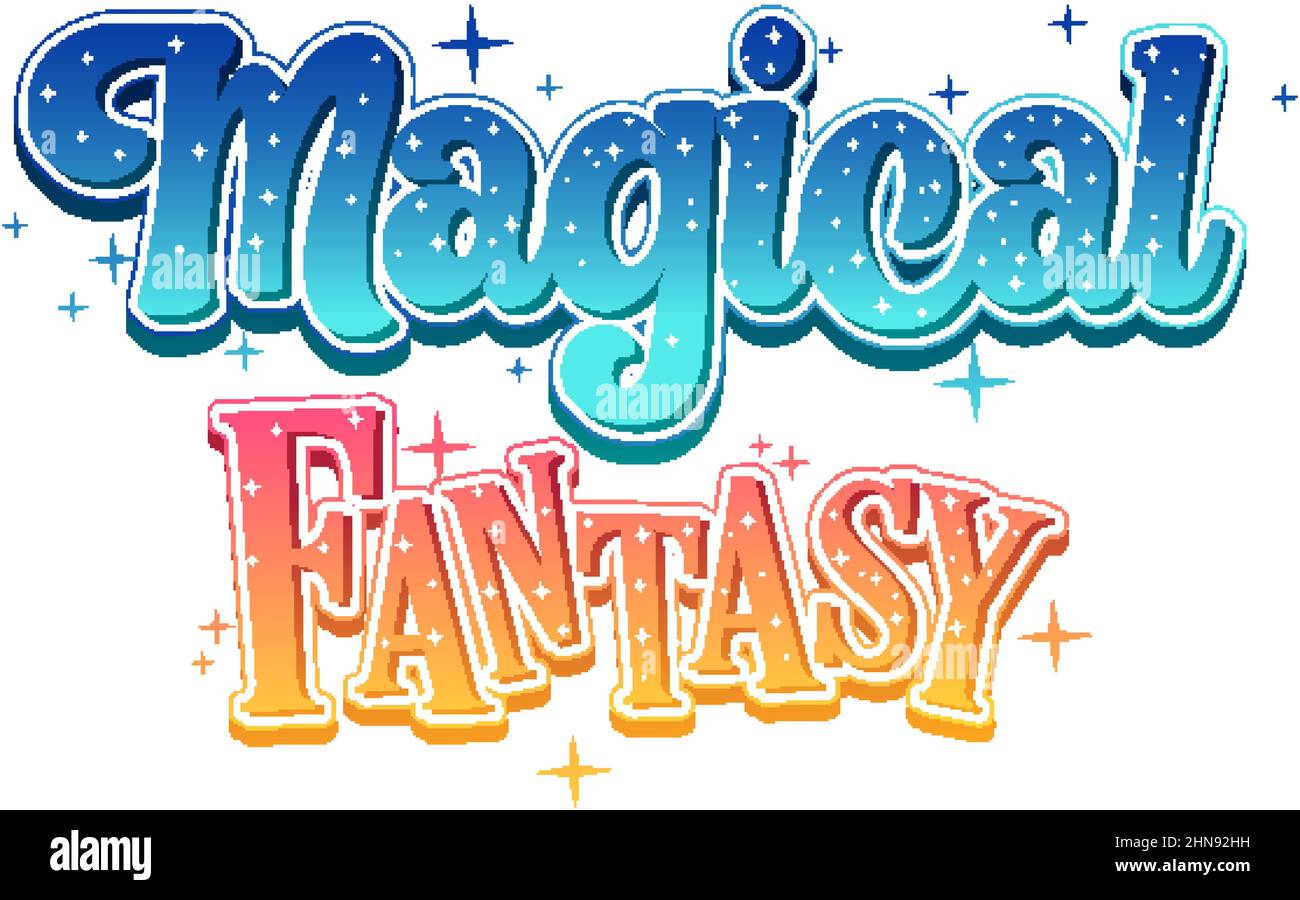 Magical Fantasy text word in cartoon style illustration Stock Vector ...