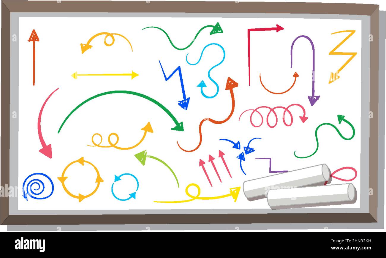 Coloured arrow doodles on board with chalks illustration Stock Vector ...