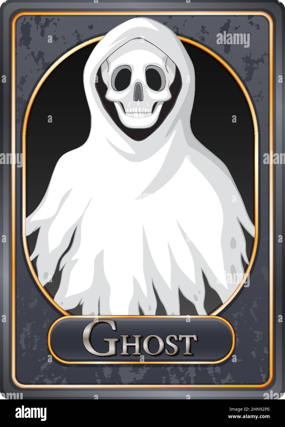 White ghost character game card template illustration Stock Vector ...