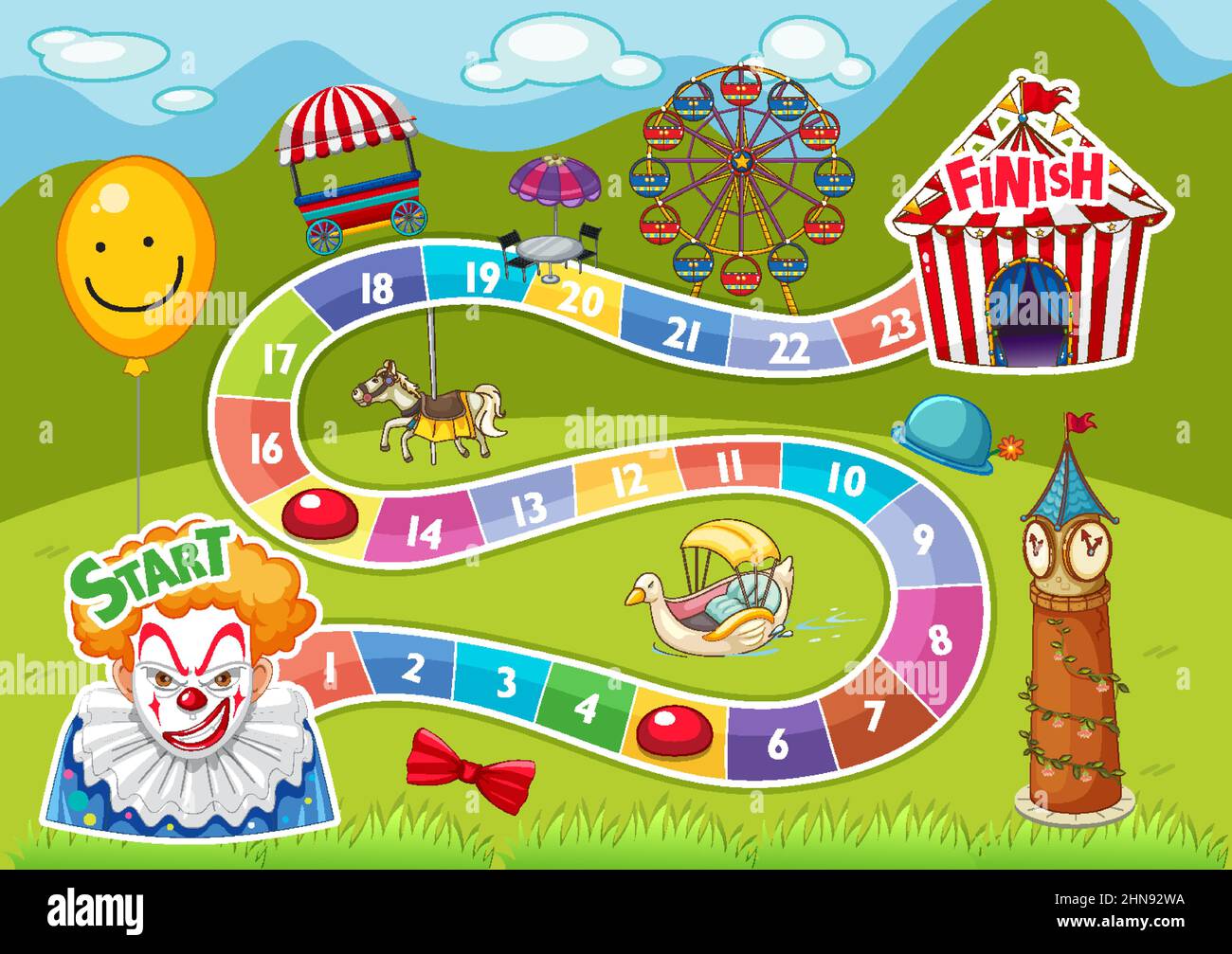 Counting number game template in circus theme illustration Stock Vector ...