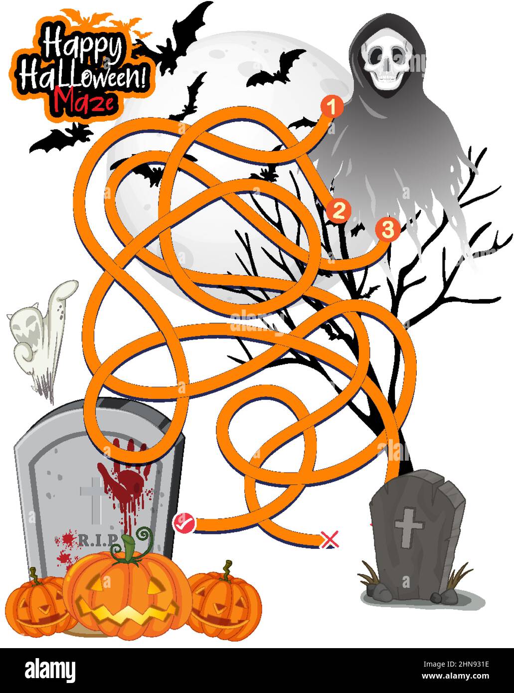Happy Halloween maze game template illustration Stock Vector Image ...