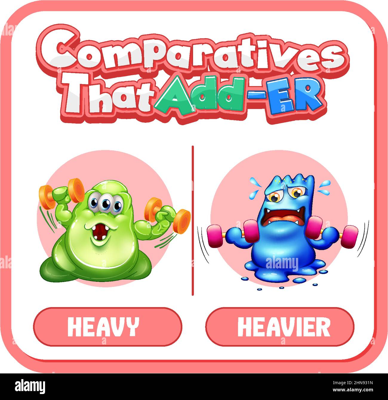 Comparative adjectives for word heavy illustration Stock Vector Image ...