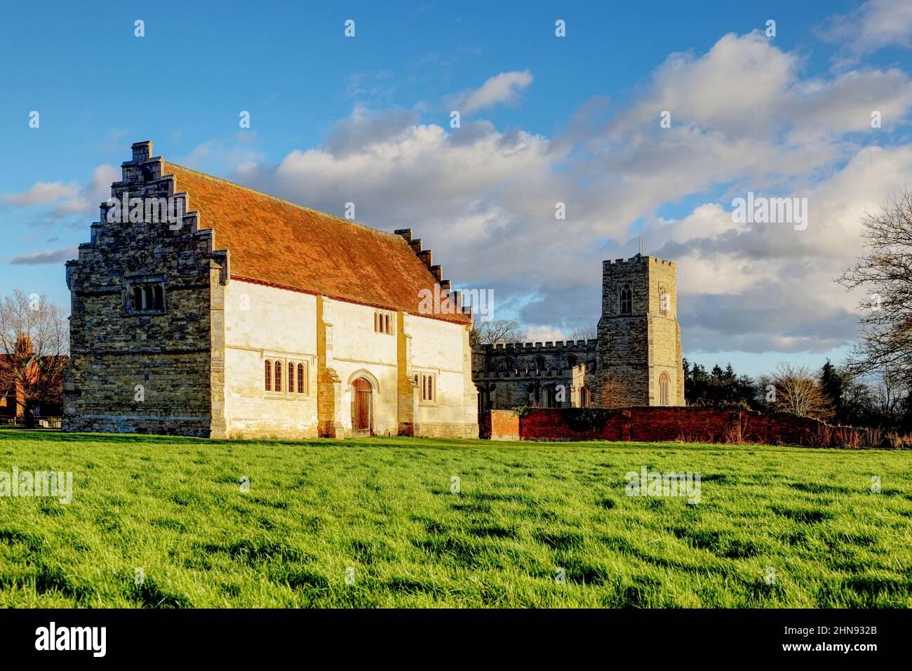 The Stables and St Lawrence Church at Willington, Bedfordshire, England ...