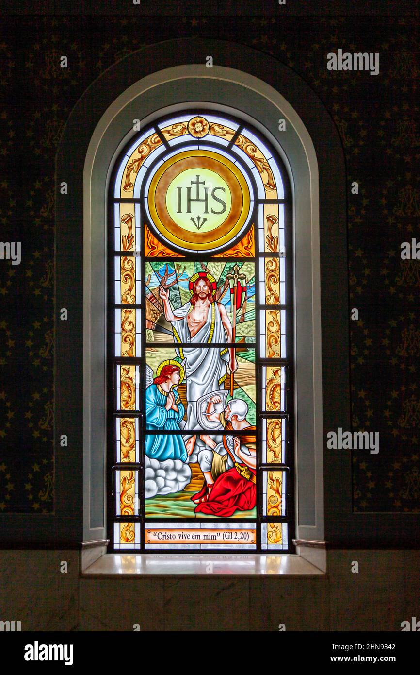 Stained glass window resurrection of Christ Stock Photo - Alamy