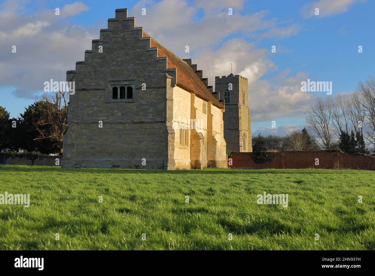 The Stables and St Lawrence Church at Willington, Bedfordshire, England ...
