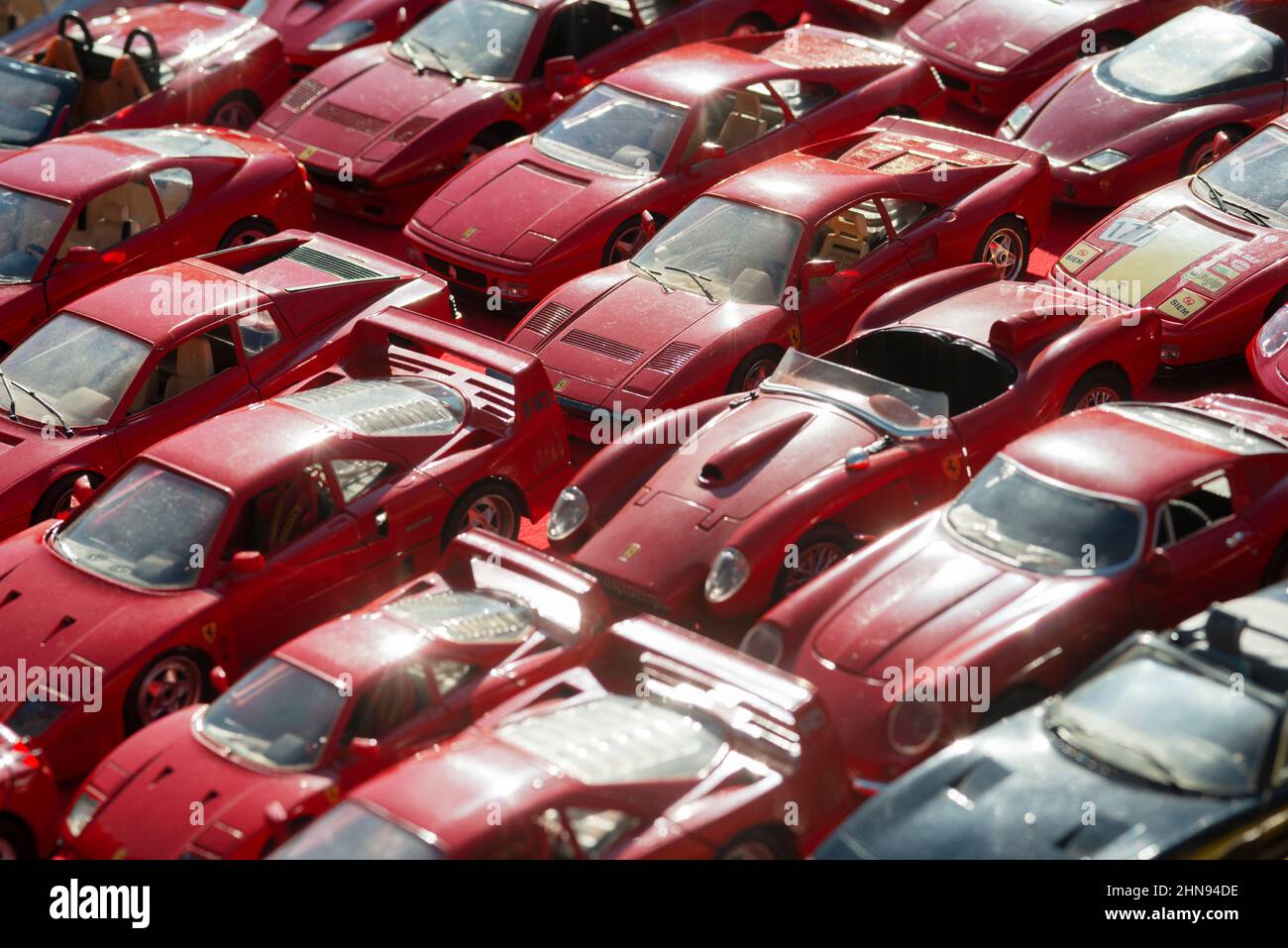 Row of Ferrari Model Cars Stock Photo - Alamy