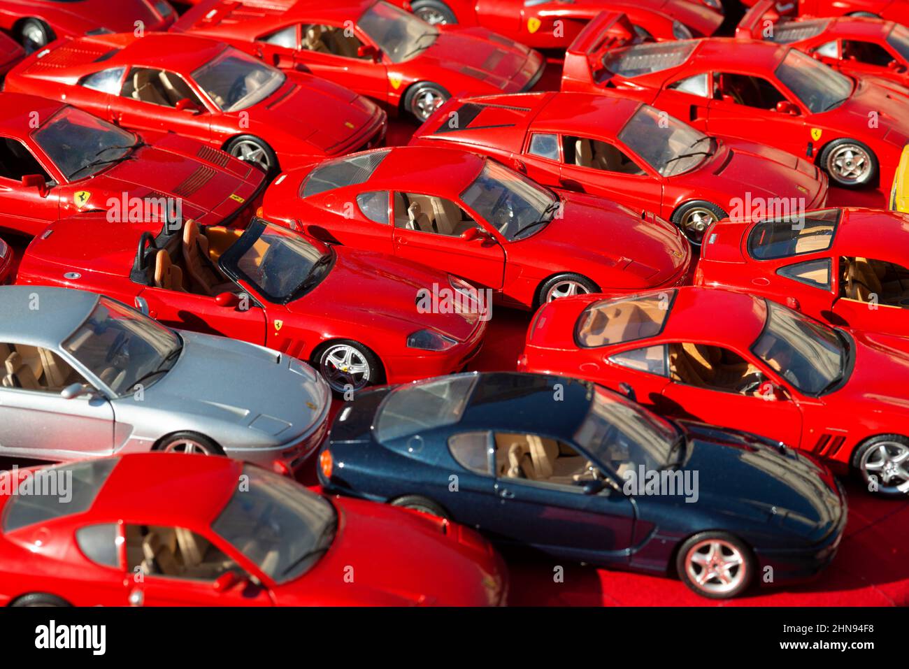 Row of Ferrari Model Cars Stock Photo - Alamy