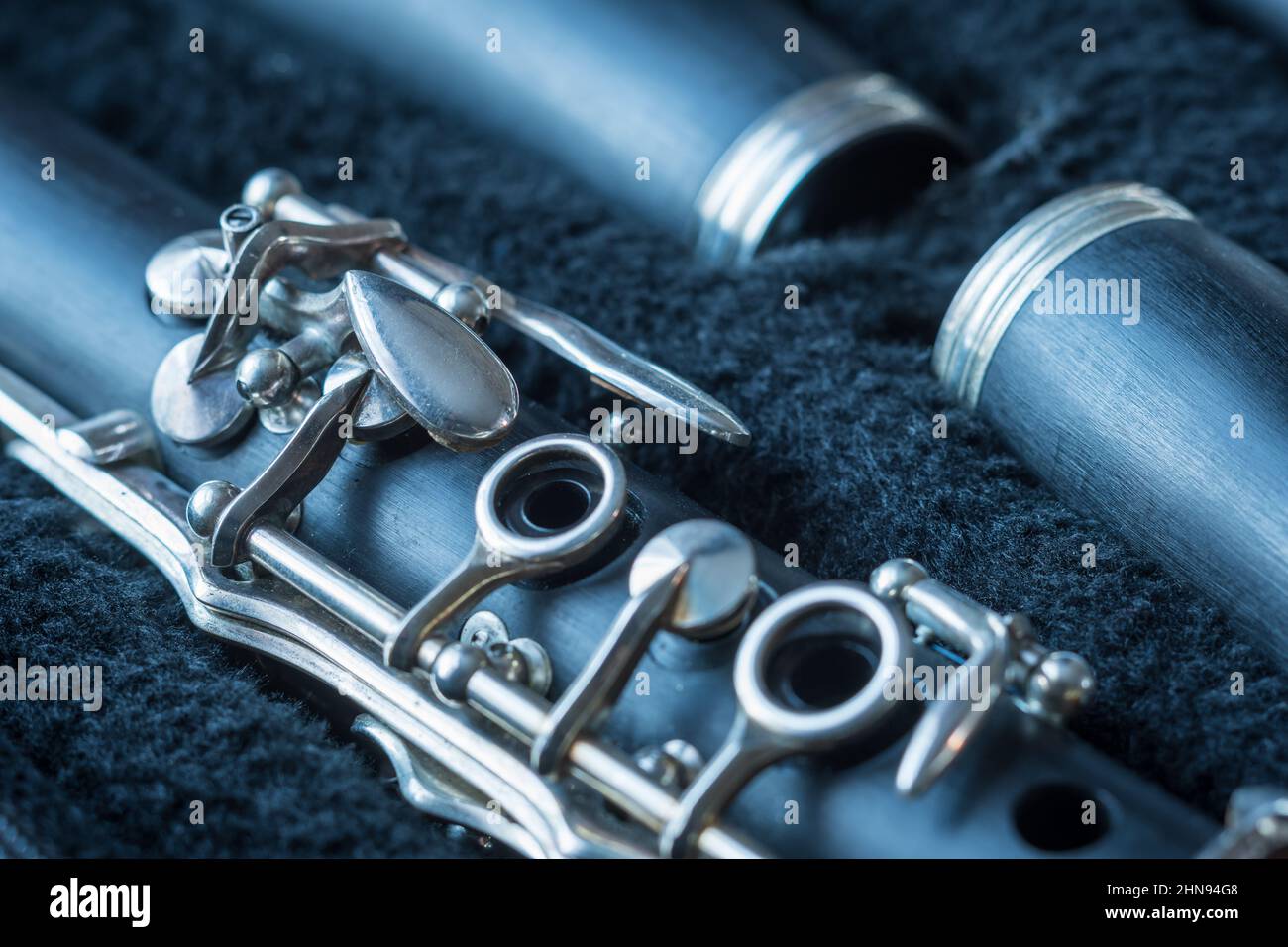 clarinet inside musical instrument storage case closeup Stock Photo - Alamy