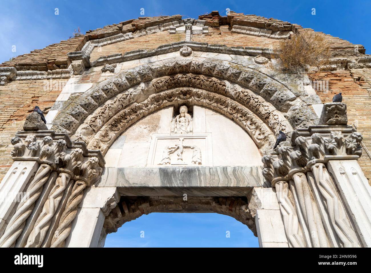 Via Adriatica street, Old Town, Ruins of the ancient Church of St ...