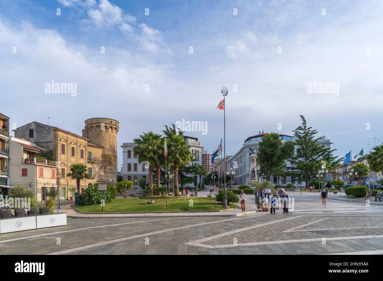 Piazza Gabriele Rossetti square, Bassano Tower, Vasto, Abruzzo, Italy ...