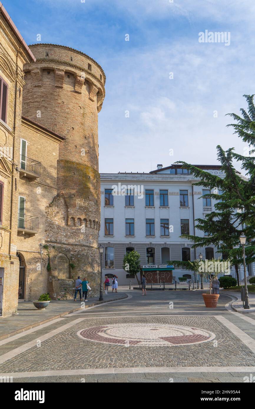 Piazza Gabriele Rossetti square, Bassano Tower, Vasto, Abruzzo, Italy ...