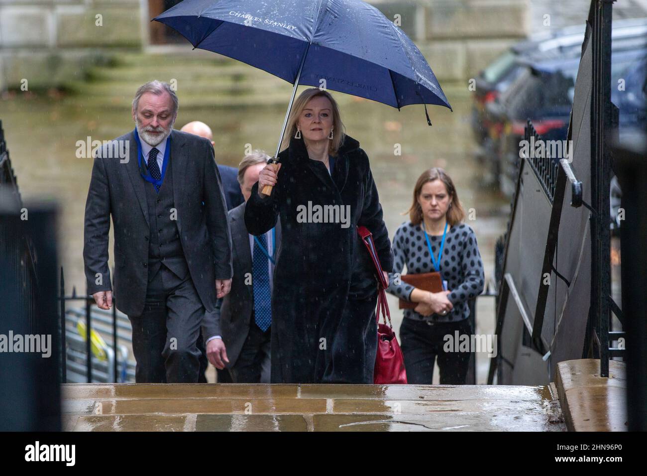 London, England, UK. 15th Feb, 2022. Foreign Secretary LIZ TRUSS is ...