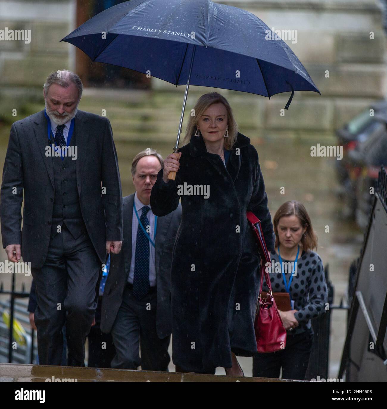 London, England, UK. 15th Feb, 2022. Foreign Secretary LIZ TRUSS is ...