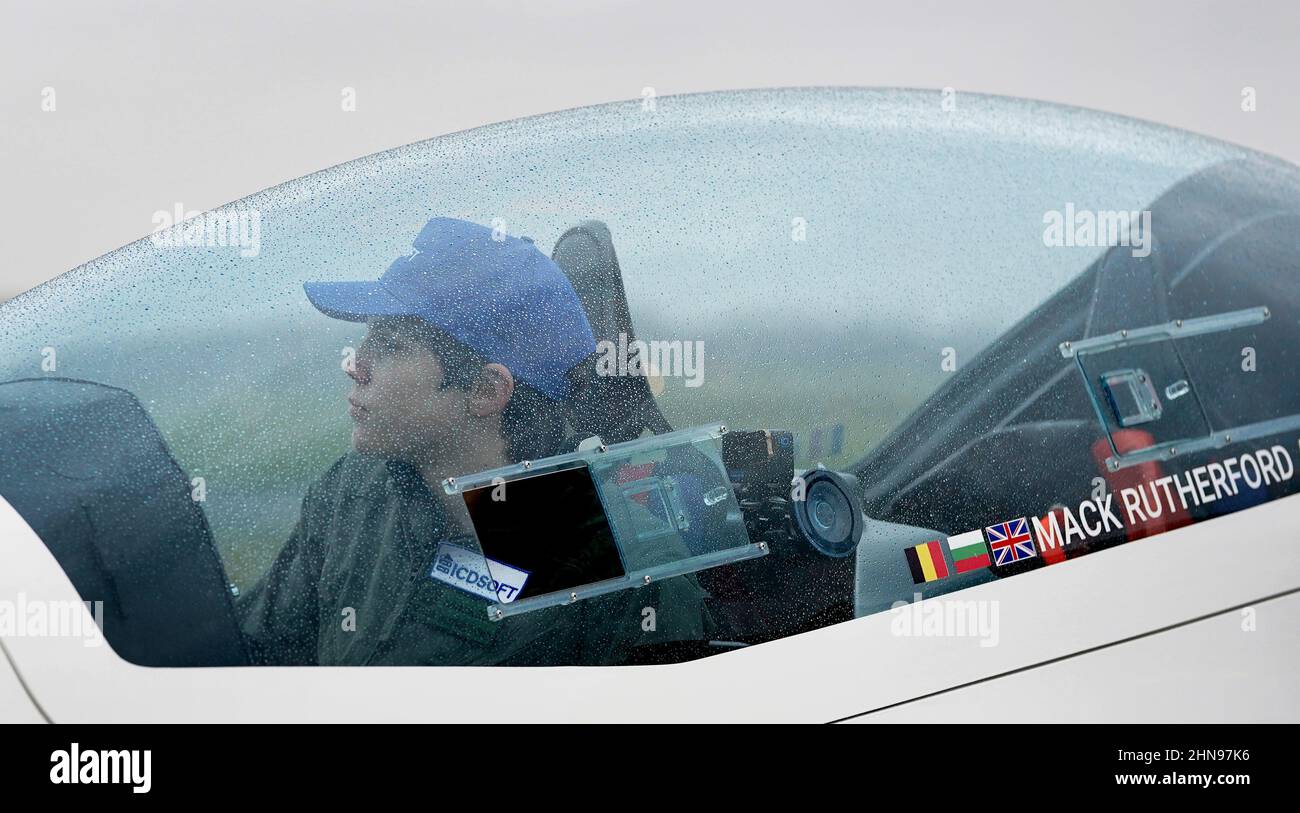 16-year-old pilot Mack Rutherford with his Shark UL plane at the ...
