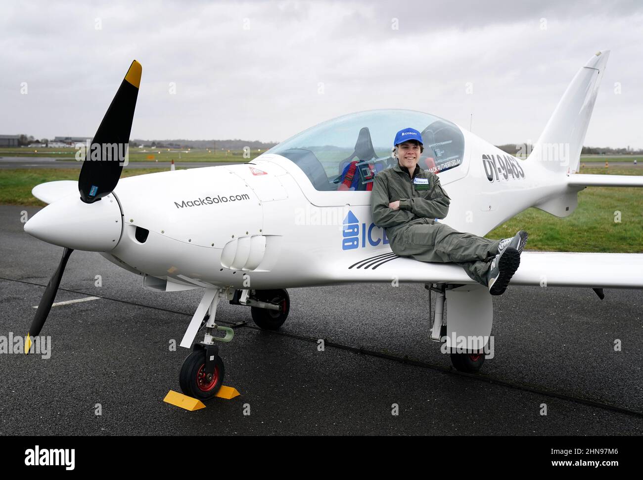 16-year-old pilot Mack Rutherford with his Shark UL plane at the ...