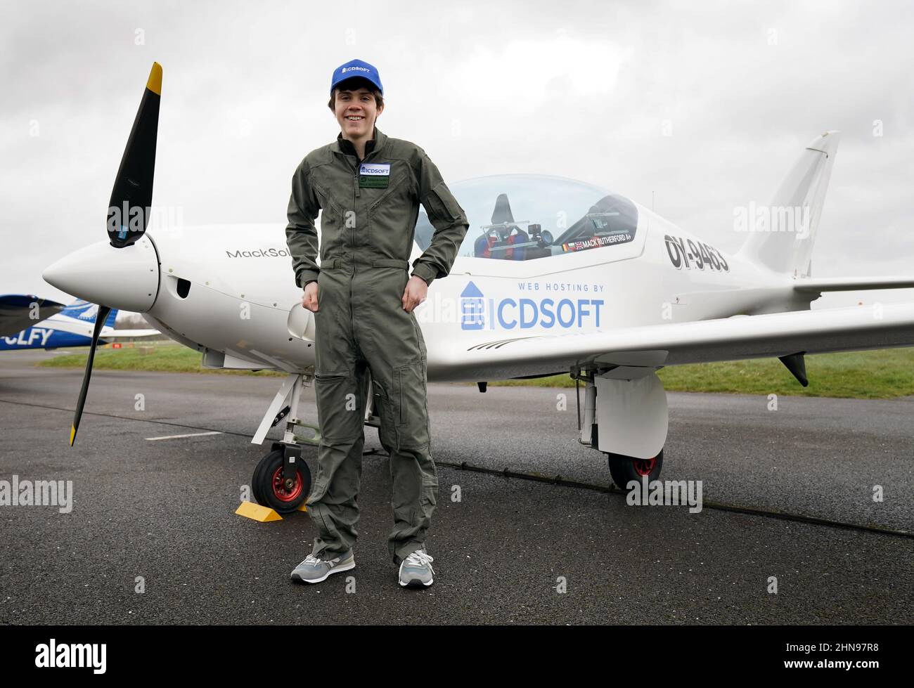 16-year-old pilot Mack Rutherford with his Shark UL plane at the ...