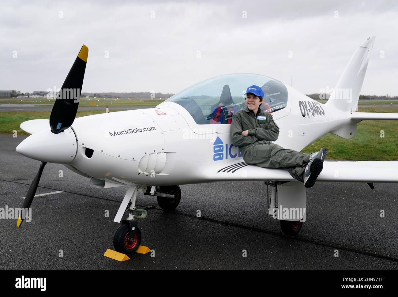 16-year-old pilot Mack Rutherford with his Shark UL plane at the ...