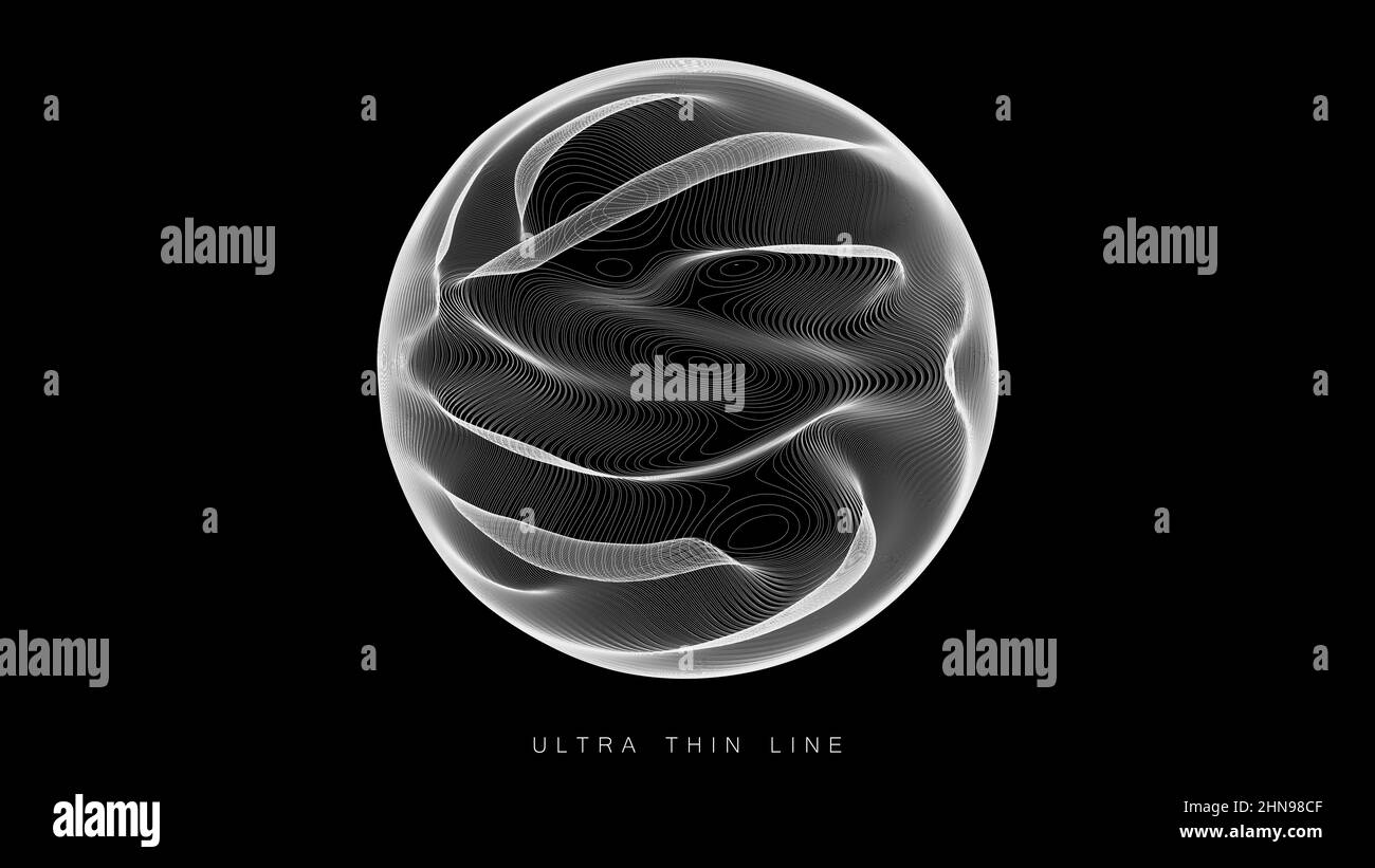 Ultra thin line fluid geometry. Dynamic vector distorted spheres Stock ...