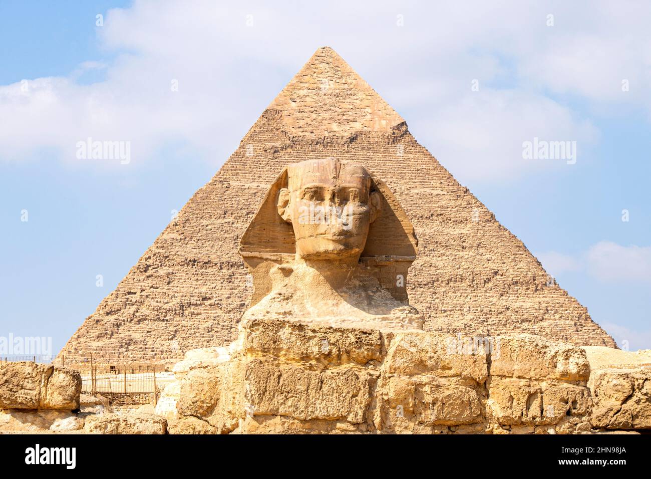 Khafra's Pyramid and the Great Sphinx. Necropolis on El-Giza plateau ...