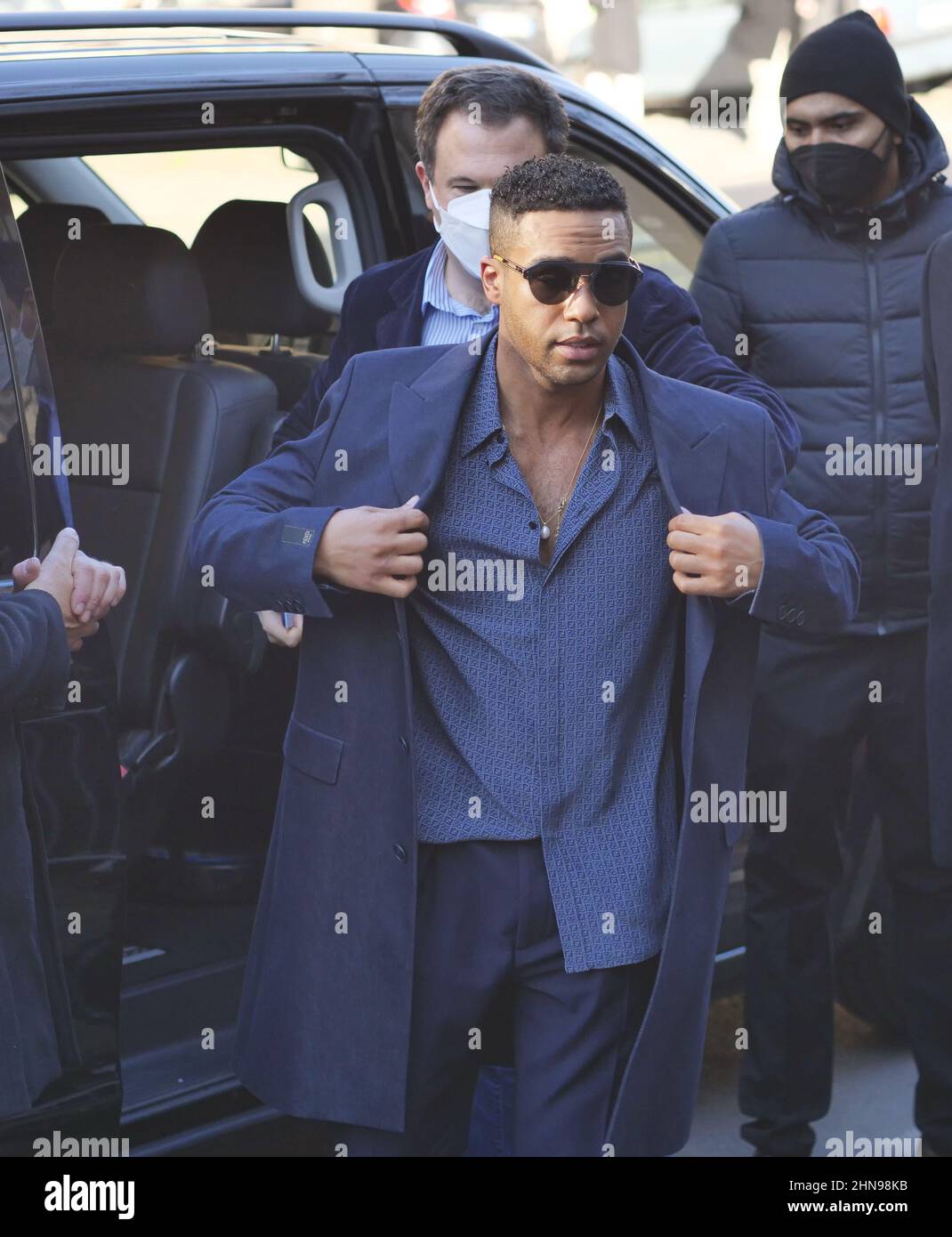 Lucien Leon posing for photographers before Fendi fashion show during ...