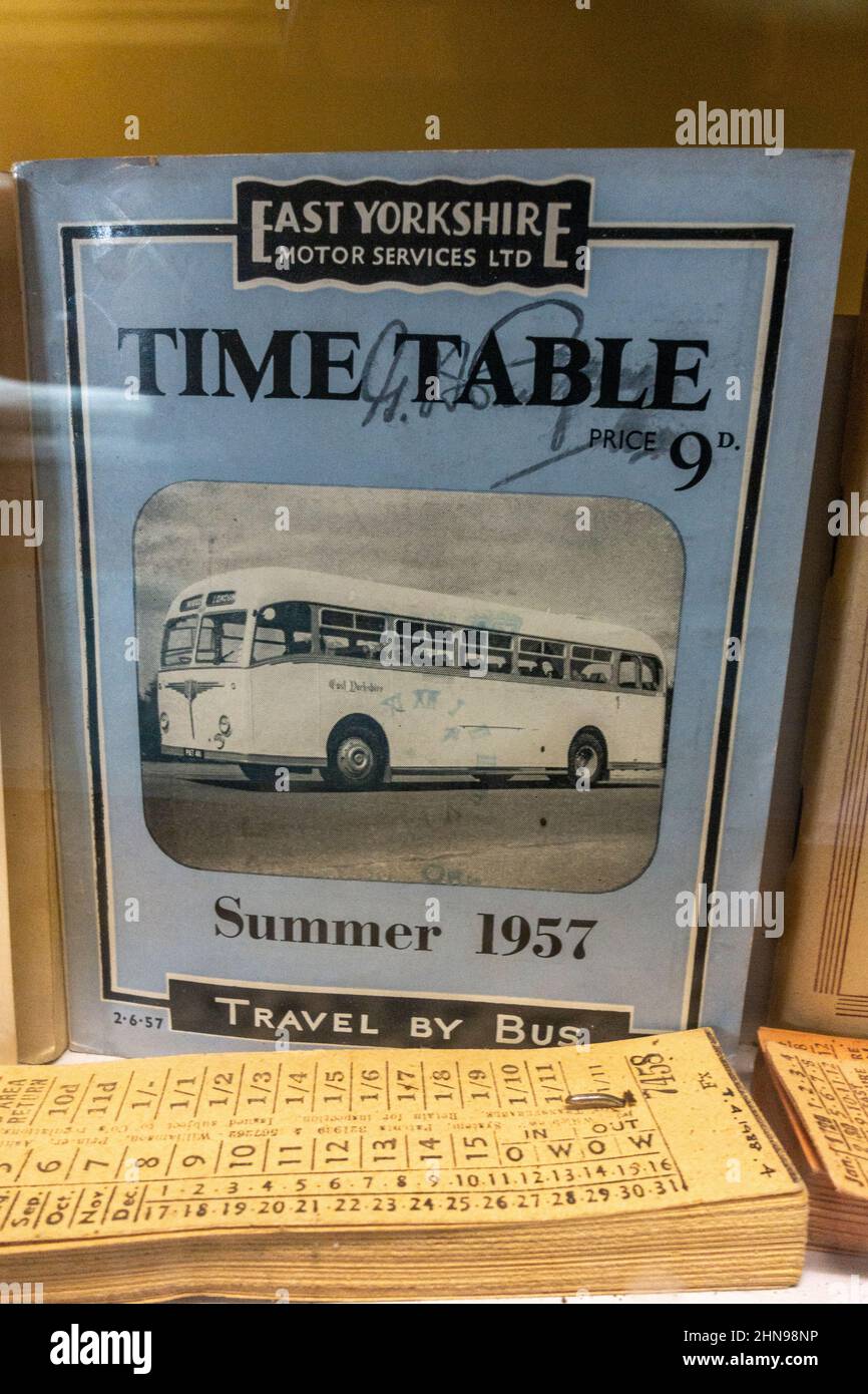 Summer 1957 bus timetable in the Streetlife Museum, Museums Quarter ...