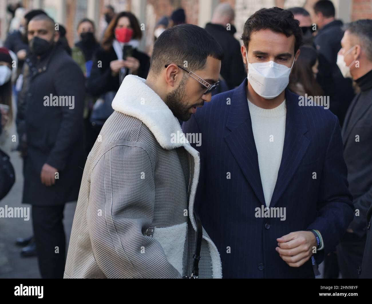 Alessandro Mahmood posing for photographers before Fendi fashion show ...