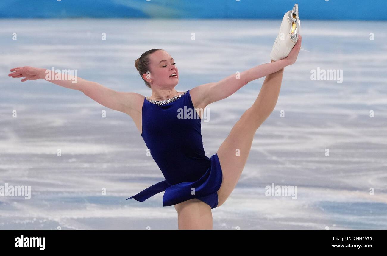Beijing, United States. 15th Feb, 2022. Mariah Bell of the USA performs ...