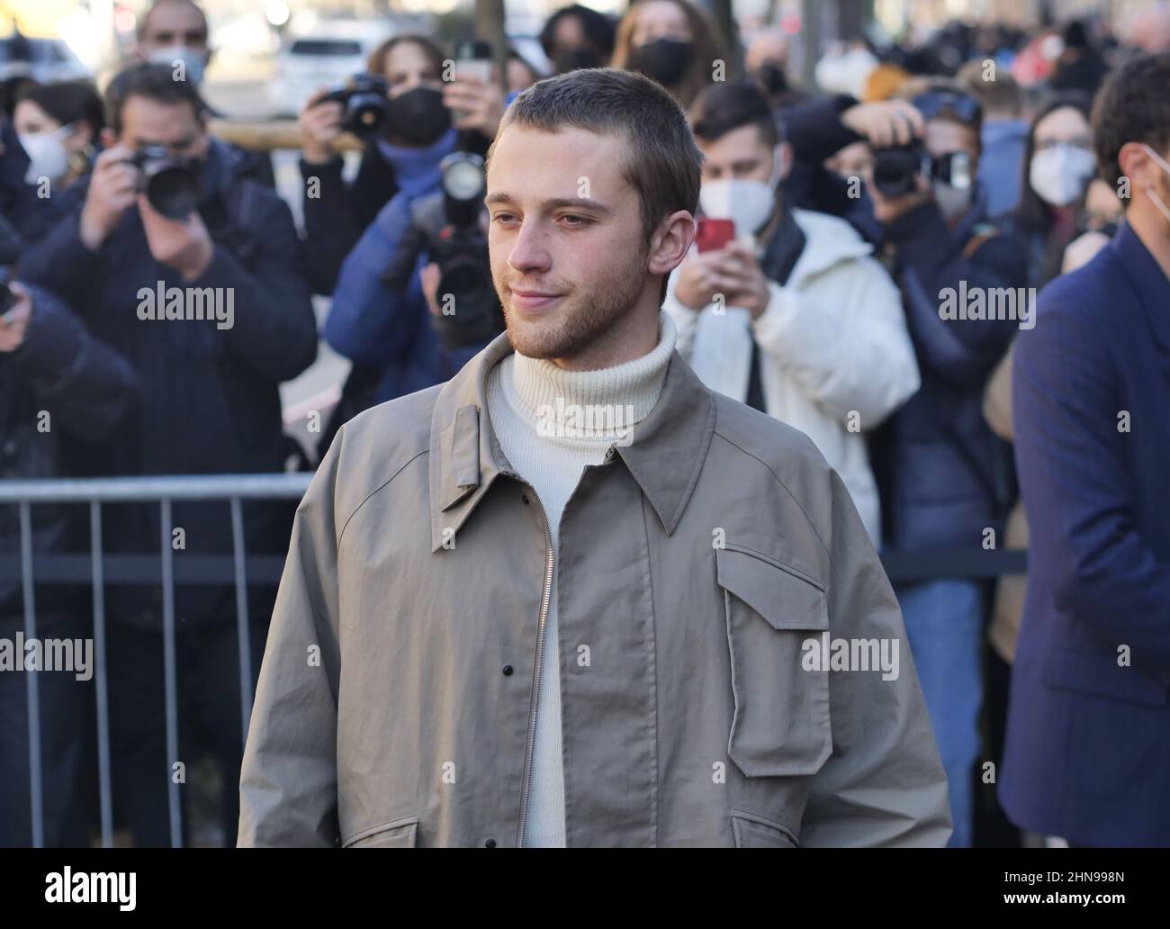 Benjamin Voising posing for photographers before Fendi fashion show ...
