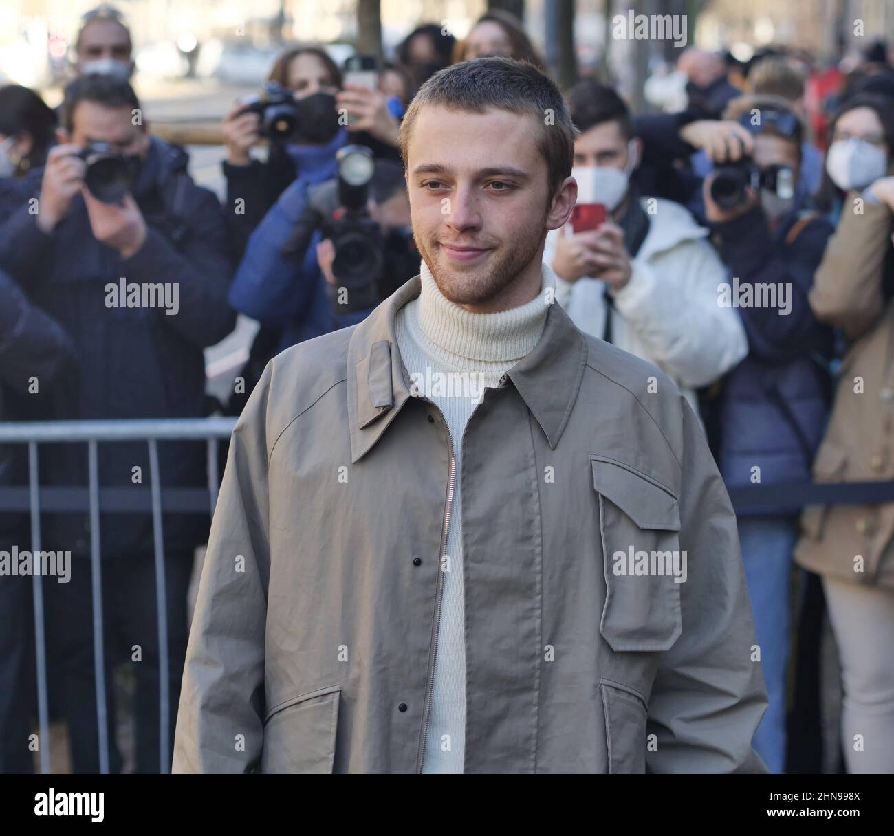 Benjamin Voising posing for photographers before Fendi fashion show ...